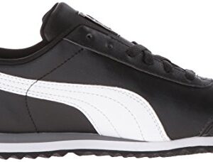 PUMA boys Roma Basic JR Sneaker, Black/White/Puma Silver, 7 M US Big Kid