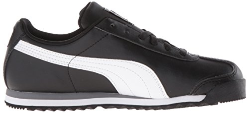 PUMA boys Roma Basic JR Sneaker, Black/White/Puma Silver, 7 M US Big Kid