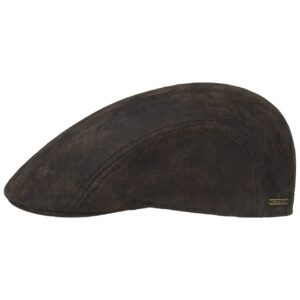 stetson madison leather flat cap men brown 7 1/4-7 3/8