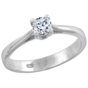 1/4 carat size sterling silver brilliant cut 4mm cz solitaire ring for women size 8