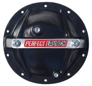 proform 66668 black aluminum differential cover with perfect launch logo and bearing cap stabilizer bolts for gm