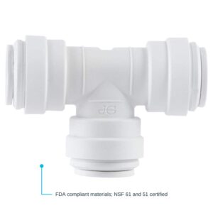 John Guest Speedfit 3/8 Inch x 3/8 Inch x 1/4 Inch OD Reducing Tee, Push to Connect Plastic Plumbing Fitting, PP30121208WP