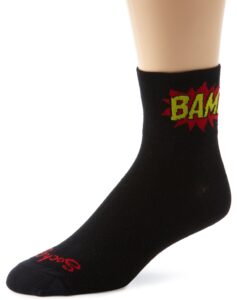 sockguy men's boom pow socks, black, sock size:10-13/shoe size: 6-12