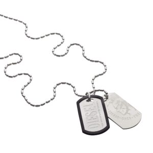 diesel all-gender stainless steel dog tag pendant necklace, color: silver double dog tag (model: dx0011040)