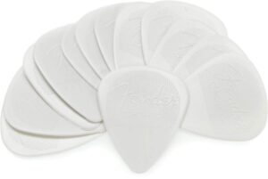 fender nylon guitar picks 351 shape, white, 0.46mm, 12-pack