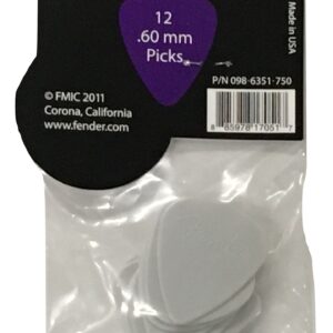 Fender Nylon Guitar Picks 351 Shape, White, 0.60mm, 12-Pack