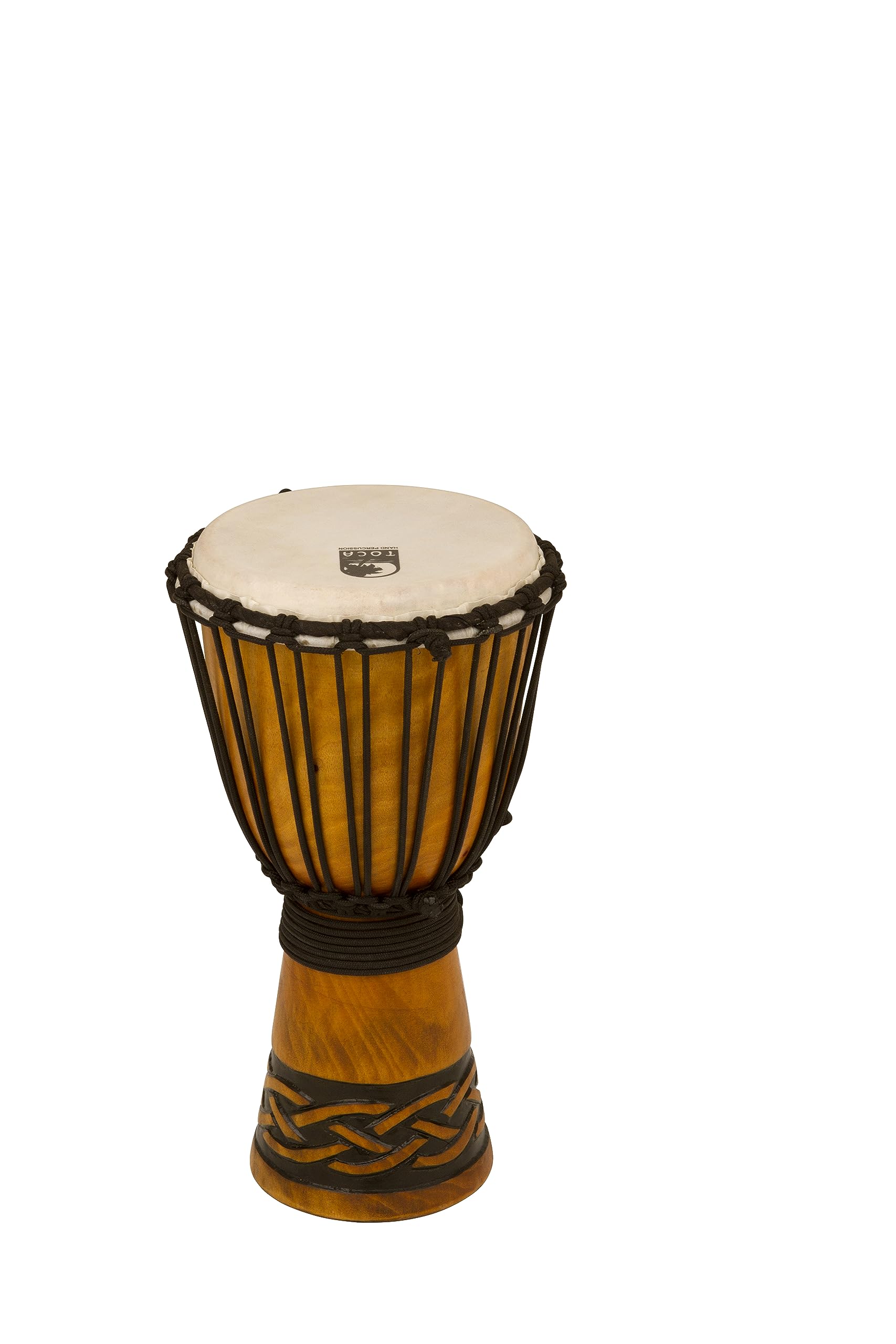 Toca TODJ-8CK Origins Series Wood Rope Tuned Wood 8-Inch Djembe - Celtic Knot Finish