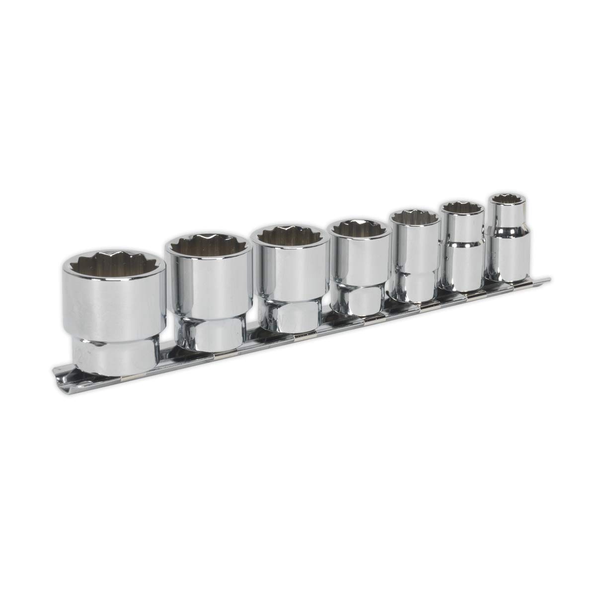 Sealey AK2676 Whitworth Socket Set, 3/8" Square Drive, Silver, 7 Pieces