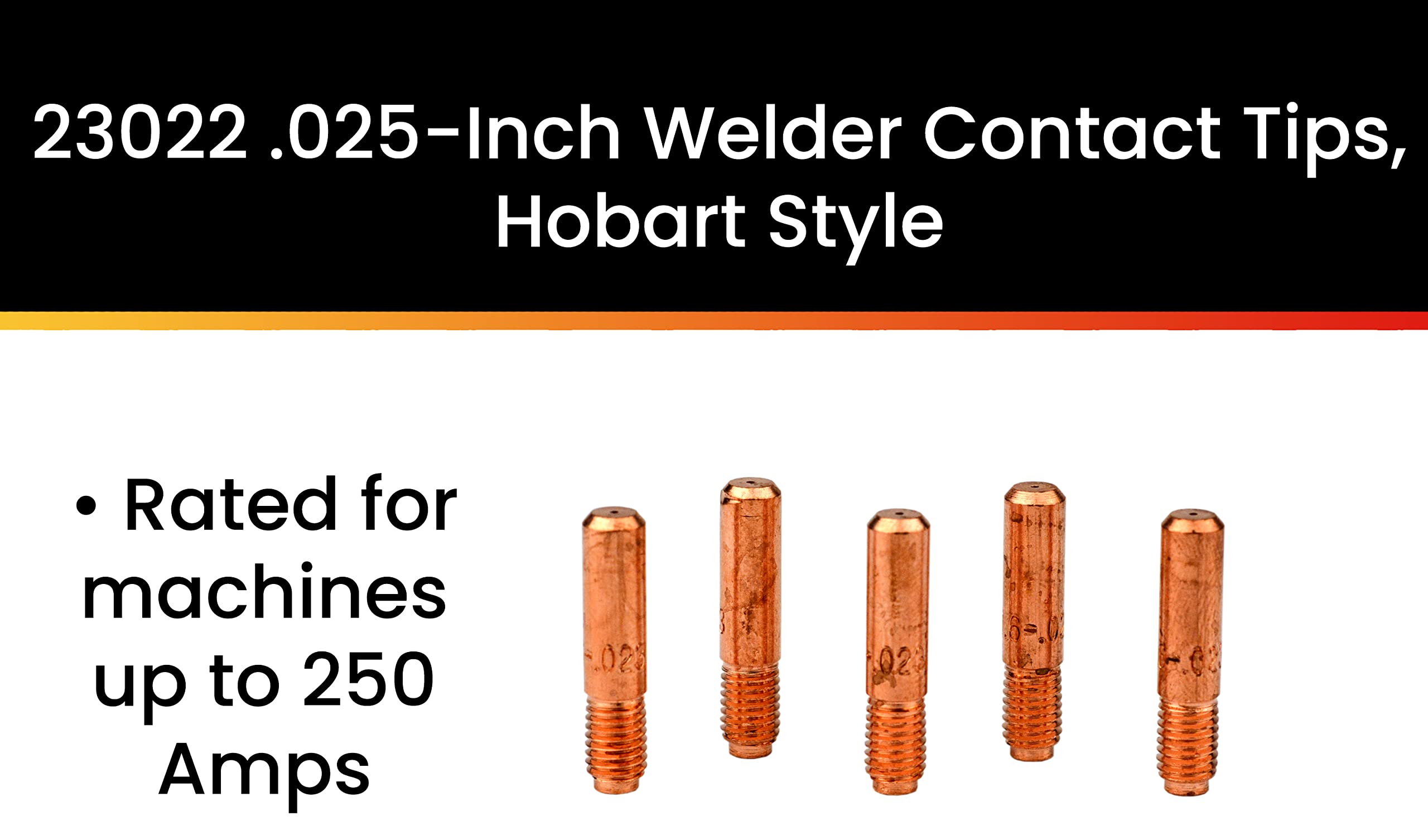 Hot Max 23022 .025-Inch Welder Contact Tips, Hobart Style, 250A, 5-Pack