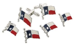 jj weston texas flag tuxedo cufflinks and shirt studs. made in the usa.