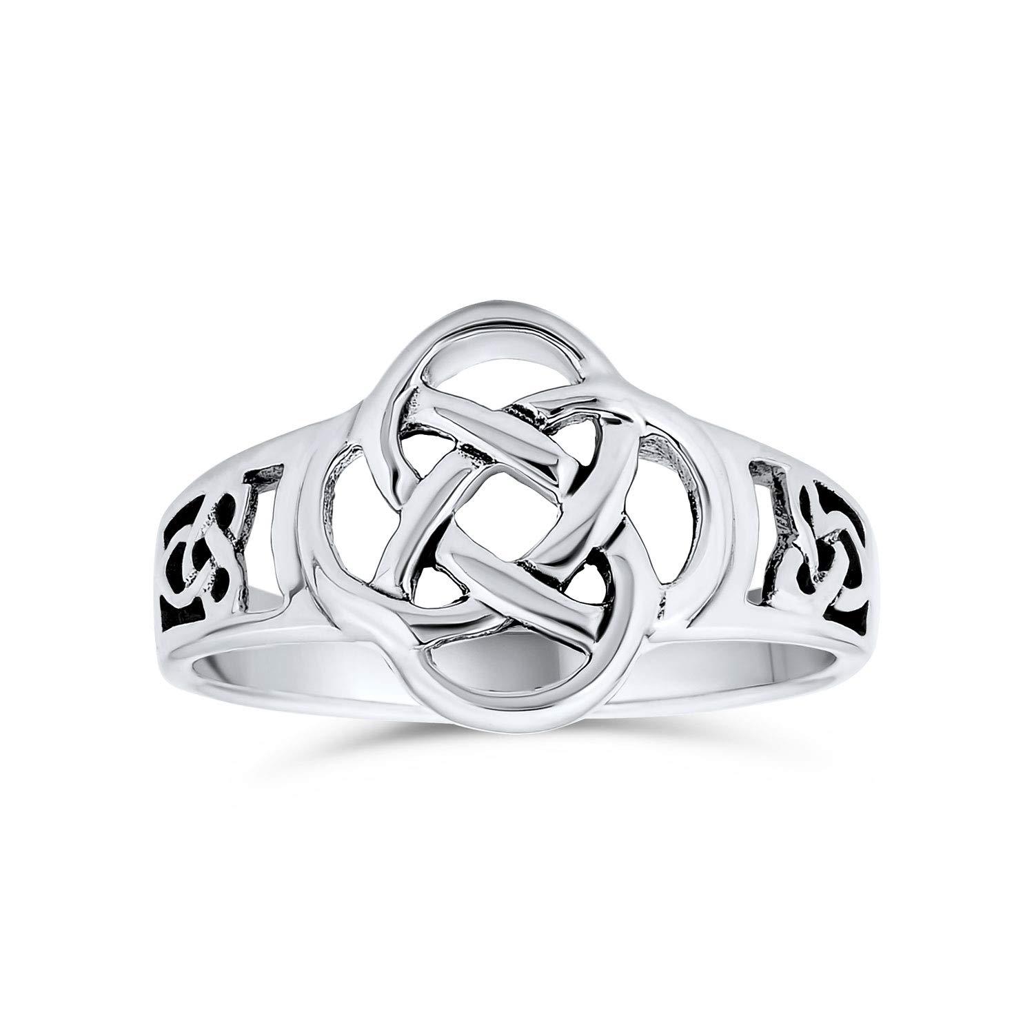 Personalized Best Friends BFF Love Knot Irish Celtic Infinity Band Ring For Teen Women Oxidized .925 Sterling Silver Customizable