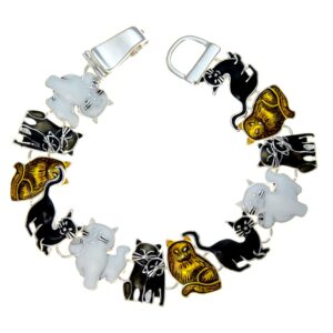 pammyj cat bracelet brown white and black cats