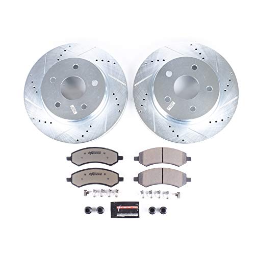 Power Stop K2163-36 Front Z36 Truck & Tow Brake Kit Carbon Fiber Ceramic Brake Pads and Drilled and Slotted Brake Rotors For Chrysler Aspen Dodge Durango Ram 1500 5Lug