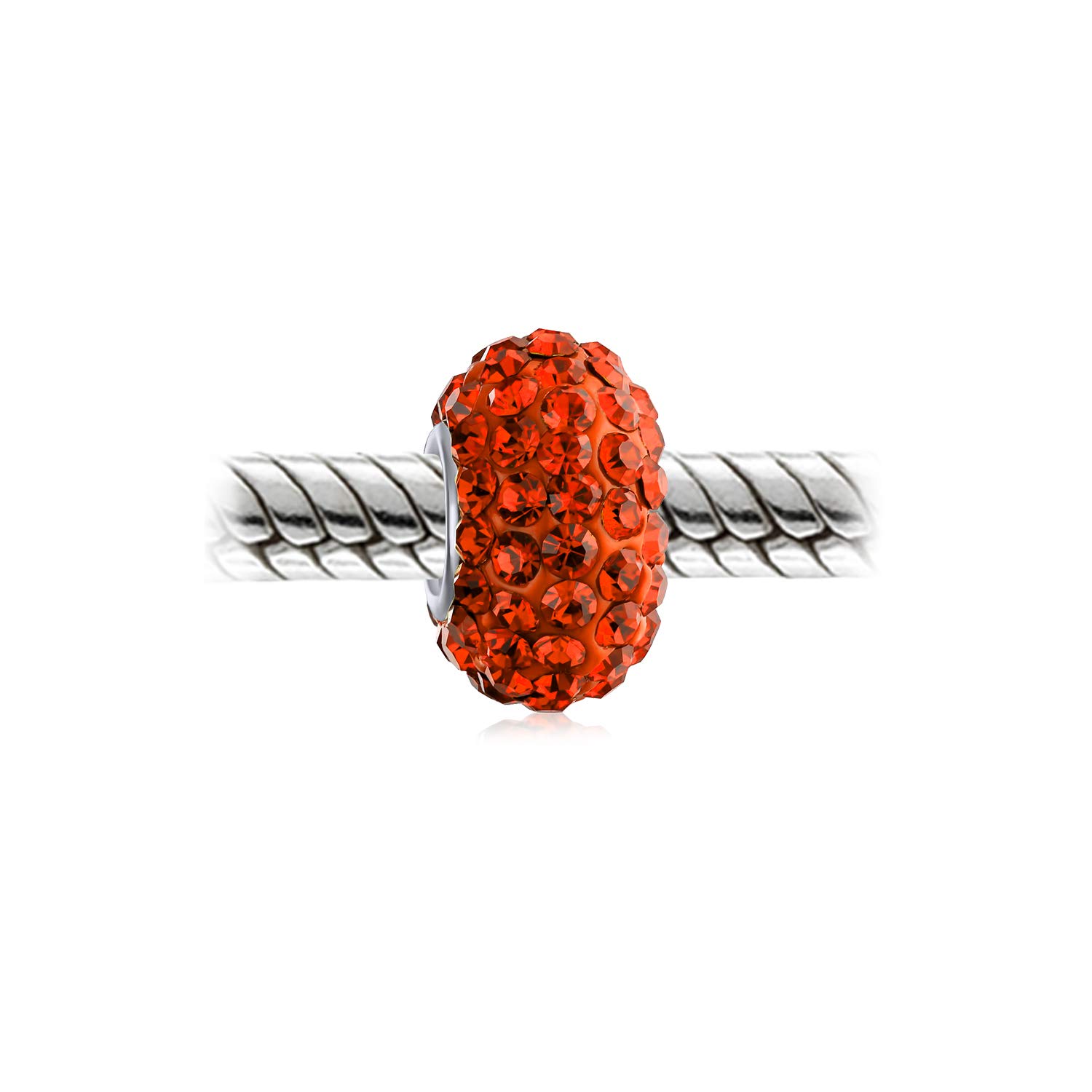 Bling Jewelry Solid Bright Orange Spacer Bead Core .925 Sterling Silver Fits European Charm Bracelet For Women For Teen