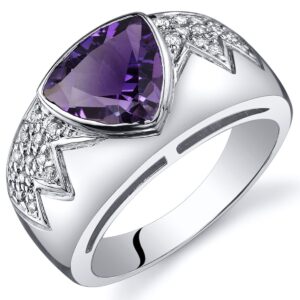 peora amethyst museum ring sterling silver trillion cut 1.50 carats size 5