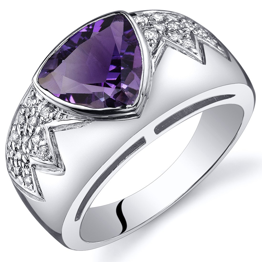 PEORA Amethyst Museum Ring Sterling Silver Trillion Cut 1.50 Carats Size 5