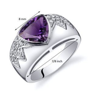 PEORA Amethyst Museum Ring Sterling Silver Trillion Cut 1.50 Carats Size 5