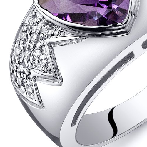 PEORA Amethyst Museum Ring Sterling Silver Trillion Cut 1.50 Carats Size 5