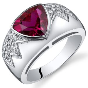 peora created ruby museum ring sterling silver trillion cut 2.50 carats size 5