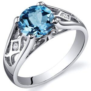 peora swiss blue topaz cathedral ring sterling silver 1.75 carats size 6