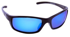 sea striker high tider polarized sunglasses with black frame,blue mirror and grey lens (fits medium to large faces)