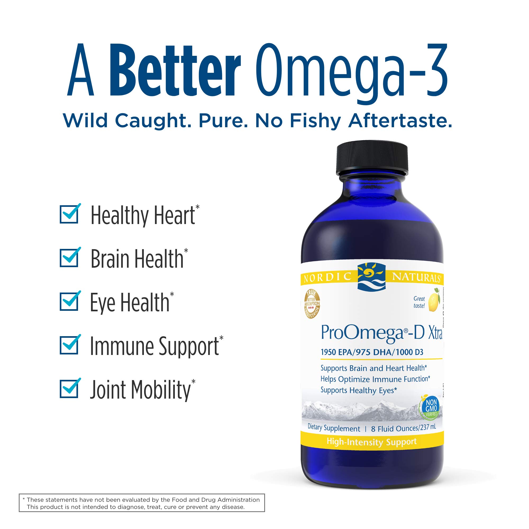 Nordic Naturals ProOmega-D Xtra Liquid, Lemon Flavor - 8 oz - 3400 mg Omega-3 + 1000 IU D3 - High-Potency Fish Oil - EPA & DHA - Brain, Eye, Joint, Heart, & Immune Health - Non-GMO - 48 Servings