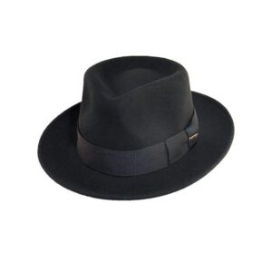 scala classico men's crushable water repelant wool felt fedora hat, black, x-large