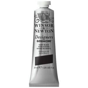 winsor & newton designer's gouache, 37 ml (1.25oz) tube, ivory black