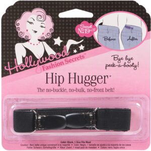 hollywood fashion secrets hip hugger, black, elastic belt alternative, one size