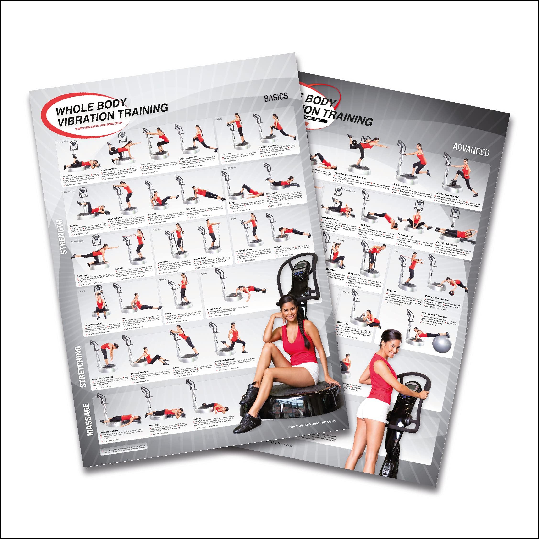 Complete Whole Body Vibration Training Charts , 60 Exercises PLUS 3 Month Personal Vibration Training Programme tailored for You . Vibration Training for Strength , Tone, Stretch and Massage.