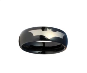 blue palm jewelry batman print on a black tungsten carbide dc width 8 mm band ring size 7-13 r162