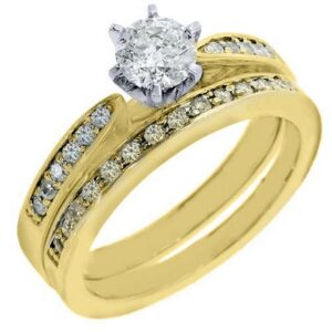 thejewelrymaster 14k yellow gold round diamond engagement ring wedding band bridal set 1 carat