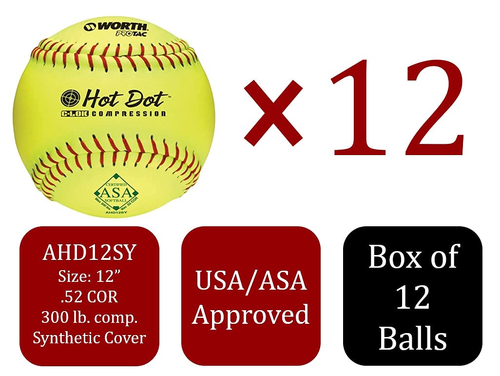 Worth | Slowpitch Softballs | USA / ASA Approved | 12 Count(Pack of 1) | Multiple Options