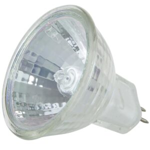 Sunlite 03445 MR11 Halogen Reflector Bulb, 5 Watt, 30° Narrow Flood, 6 Volt, 30 Lumens, 2000 Hour Life Span, Dimmable, GU4 Base, Cover Guard, 3200, ANSI JCR, Ceiling Fixtures, Lanterns