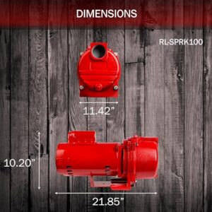 Red Lion 97101001 RL-SPRK100 Sprinkler Pump with Thermoplastic Impeller, 1 HP, 63 GPM, 115/230 Volt, Red