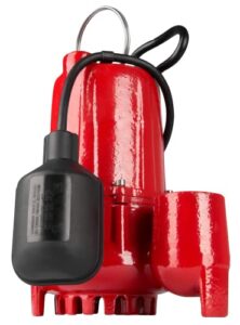 red lion rl-sc50t 115-volt, 1/2 hp, 4300 gph cast iron sump pump with tethered float switch, 10-ft. cord, red, 14942746