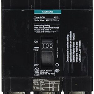 Siemens BQD3100 100-Amp Three Pole 480Y/277V AC 14KAIC Bolt in Breaker