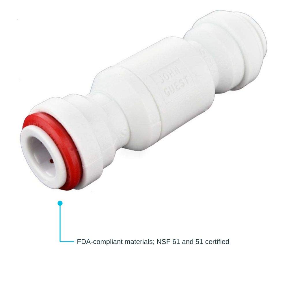 John Guest 3/8 Inch Imperial Single Check Valve, Push to Connect Plastic Plumbing Fitting, 3/8SCV-US