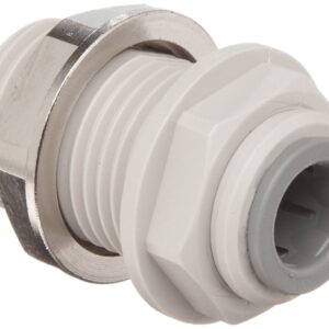 John Guest Acetal Copolymer Tube Fitting, Reducing Bulkhead Union, 3/8" x 1/4" Tube OD (Pack of 10)