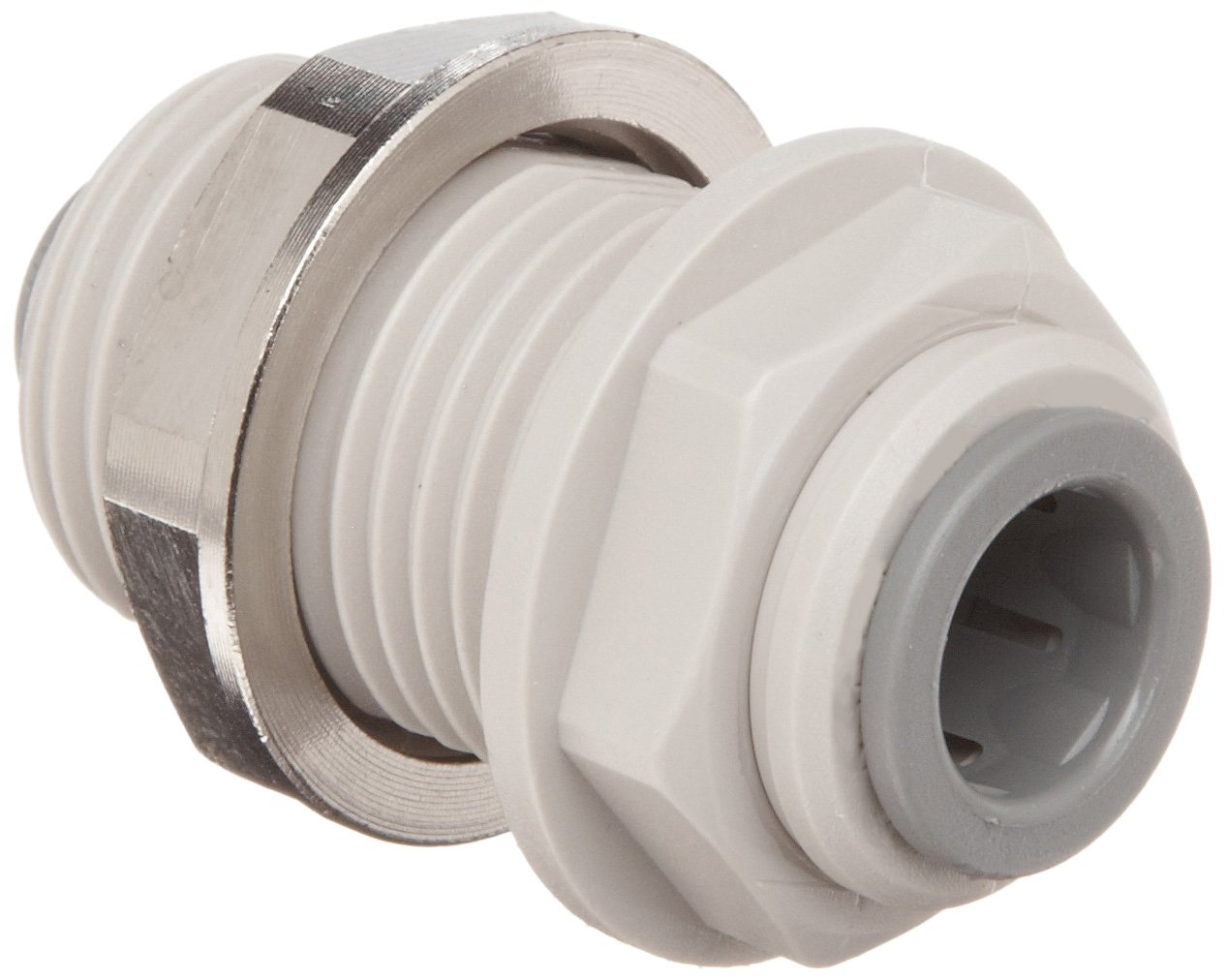 John Guest Acetal Copolymer Tube Fitting, Reducing Bulkhead Union, 3/8" x 1/4" Tube OD (Pack of 10)