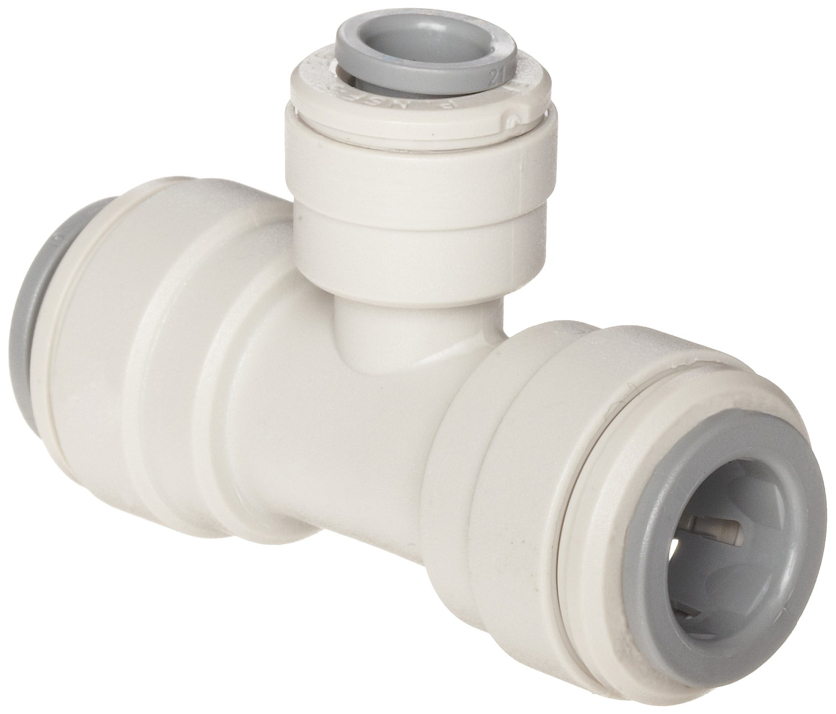 John Guest Acetal Copolymer Tube Fitting, Reducing Branch Tee, 3/8" x 1/4" x 3/8" Tube OD (Pack of 10)