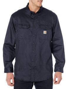 carhartt mens flame resistant lightweight twill (big & tall) button down shirts, dark navy, xx-large tall us