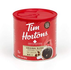 tim hortons original blend, medium roast ground coffee, canada’s favorite coffee, made with 100% arabica beans, 32.8 ounce canister