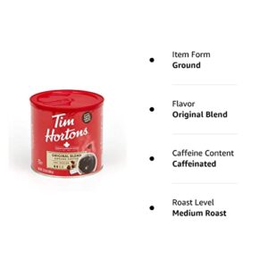 Tim Hortons Original Blend, Medium Roast Ground Coffee, Canada’s Favorite Coffee, Made with 100% Arabica Beans, 32.8 Ounce Canister