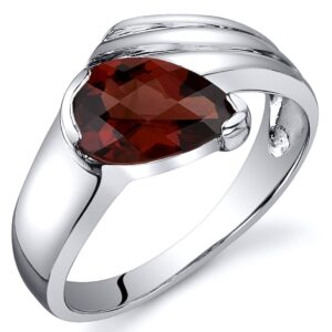 peora garnet ring sterling silver pear shape 1.50 carats size 6