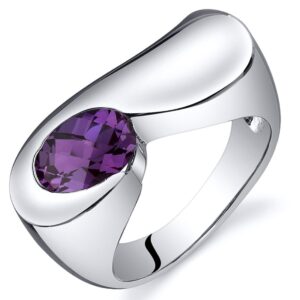 peora simulated alexandrite museum ring 925 sterling silver, 1.75 carats oval shape 8x6mm, comfort fit, size 8