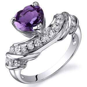 peora amethyst heart promise ring in sterling silver, 1 carat total, comfort fit, size 7