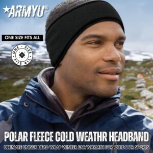 Army Universe Black Polar Fleece Cold Weathr Headband – Ultimate Unisex Head Wrap Winter Ear Warmth for Outdoor Sports