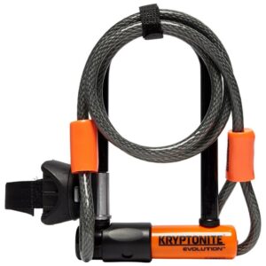 kryptonite evolution mini-7 bicycle u-lock w/ 4’ kryptoflex double loop cable