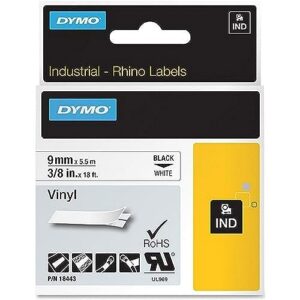 dymo label, dymo rhino, white 3/8" vinyl